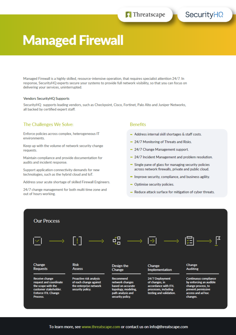 Threatscape Managed Firewall Service with SecurityHQ